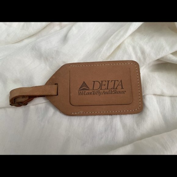 Bags | Delta We Love To Fly And It Shows Tan Luggage Tag | Poshmark
